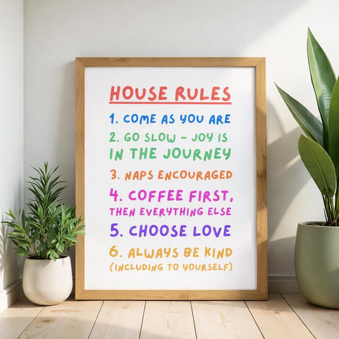 House Rules Print | Colorful Wall Art | Modern Home Decor | Printable ...