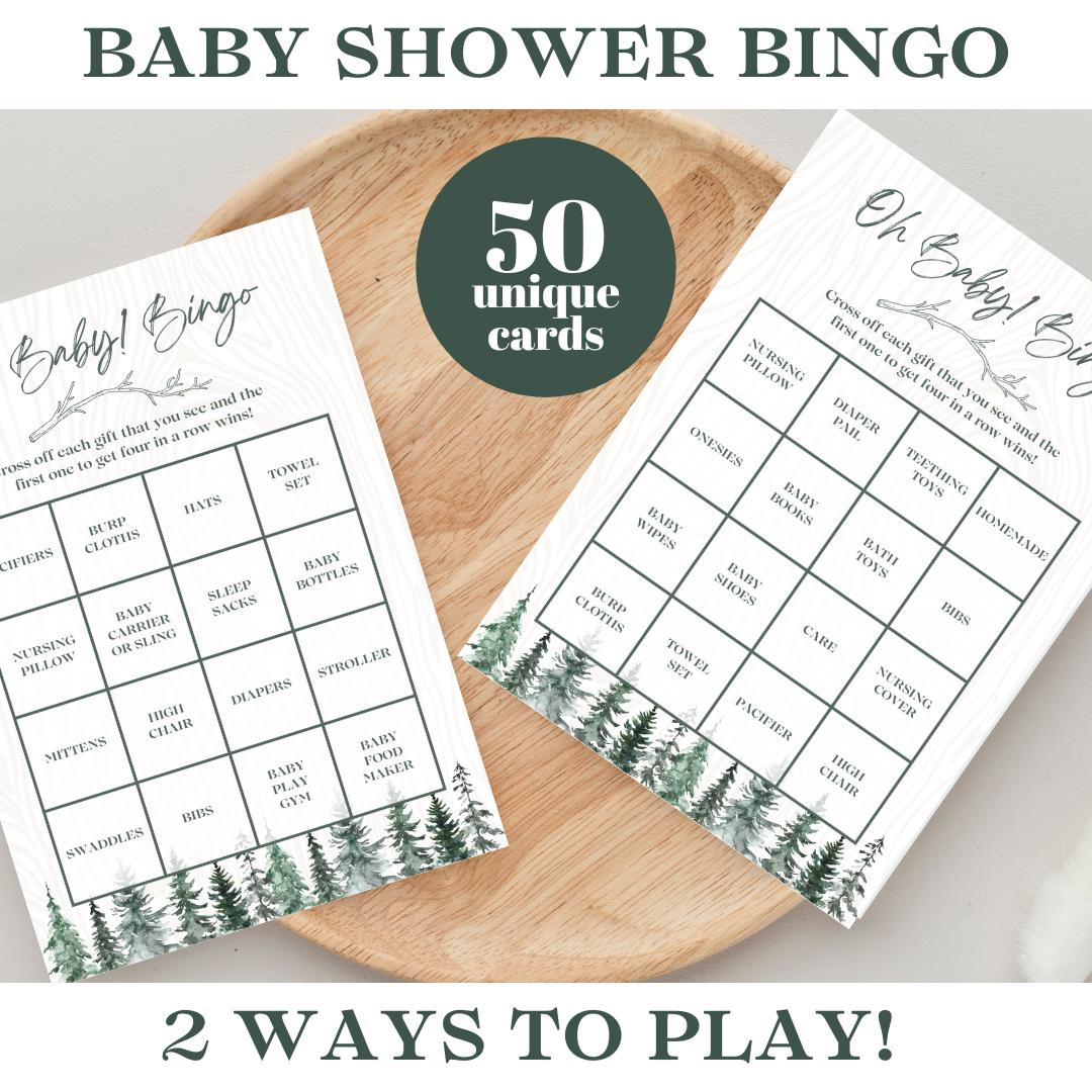 Woodland Watercolor Baby Shower Bingo Cards - Printable Baby Shower ...