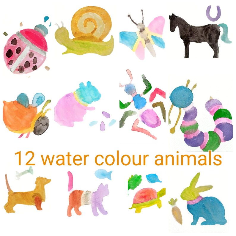 Water Colour Animals 12 Images. Digital Download - Etsy