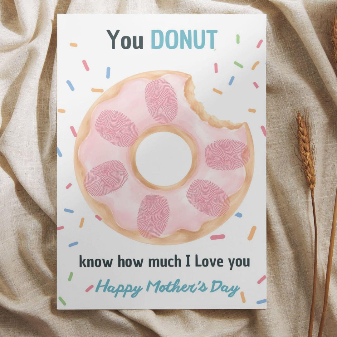 Donut Handprint Craft, Watercolor Mother's Day Keepsake (digital ...