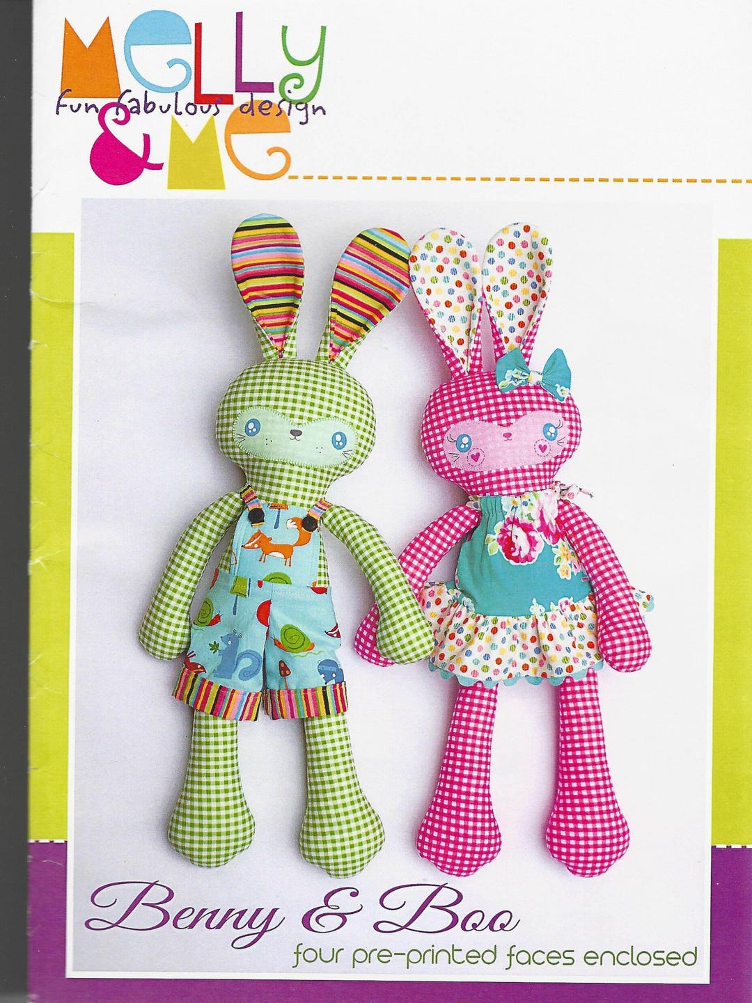 Benny & Boo Plush Doll Sewing Pattern – 20" Tall, Pre-printed Faces - Etsy