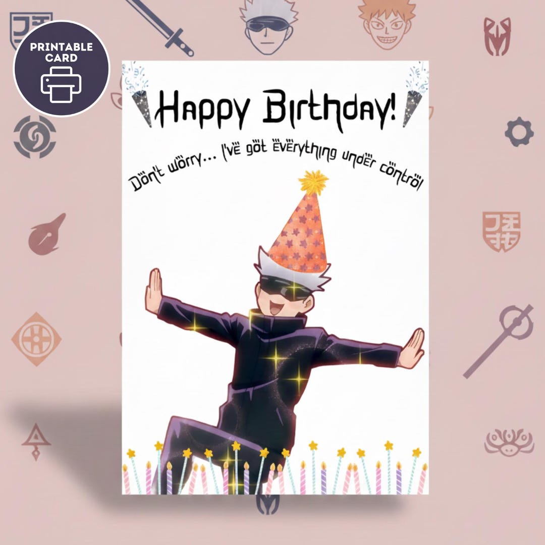 Jujutsu Kaisen Gojo Satoru Birthday Card – Anime Digital Greeting Card ...