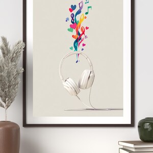 Headphones of Joy – Colorful Music Burst Digital Wall Art Print - Etsy
