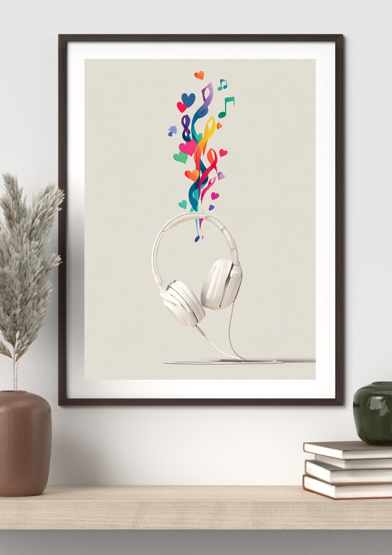 Headphones of Joy – Colorful Music Burst Digital Wall Art Print - Etsy