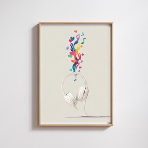 Headphones of Joy – Colorful Music Burst Digital Wall Art Print - Etsy