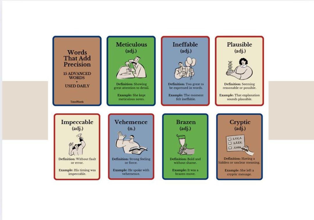 PDF Vocabulary Flashcards, 15 Advanced Words That Add Precision ...