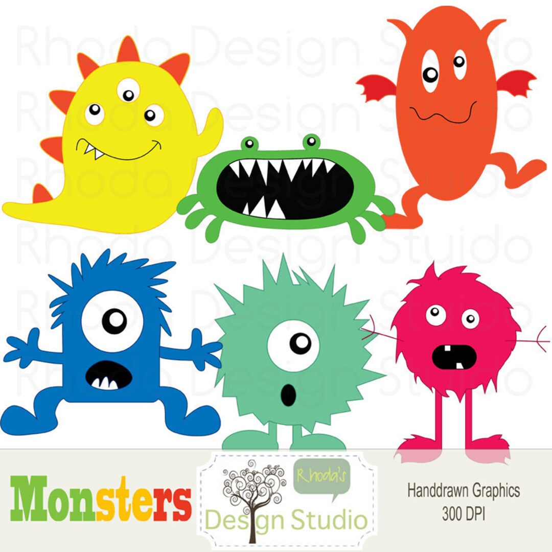 Digital Clip Art Monsters Halloween Party Graphics Design - Etsy