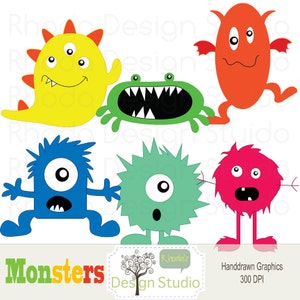 Digital Clip Art Monsters Halloween Party Graphics Design - Etsy