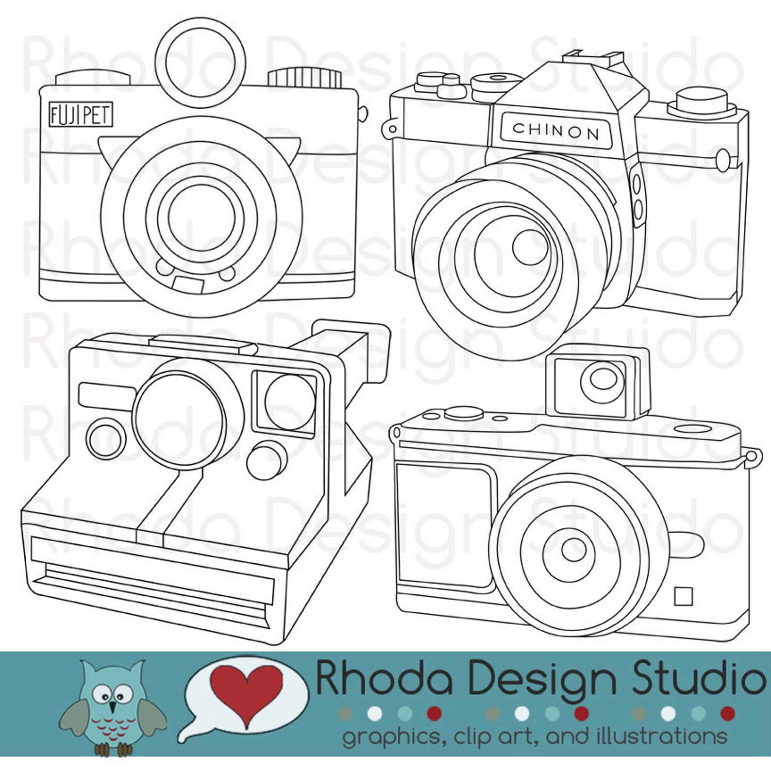 Vintage Cameras Digital Clip Art Retro Camera Photography Stamps - Etsy