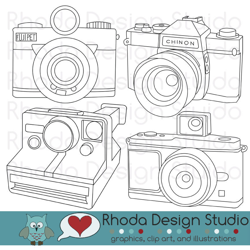 Vintage Cameras Digital Clip Art Retro Camera Photography Stamps - Etsy