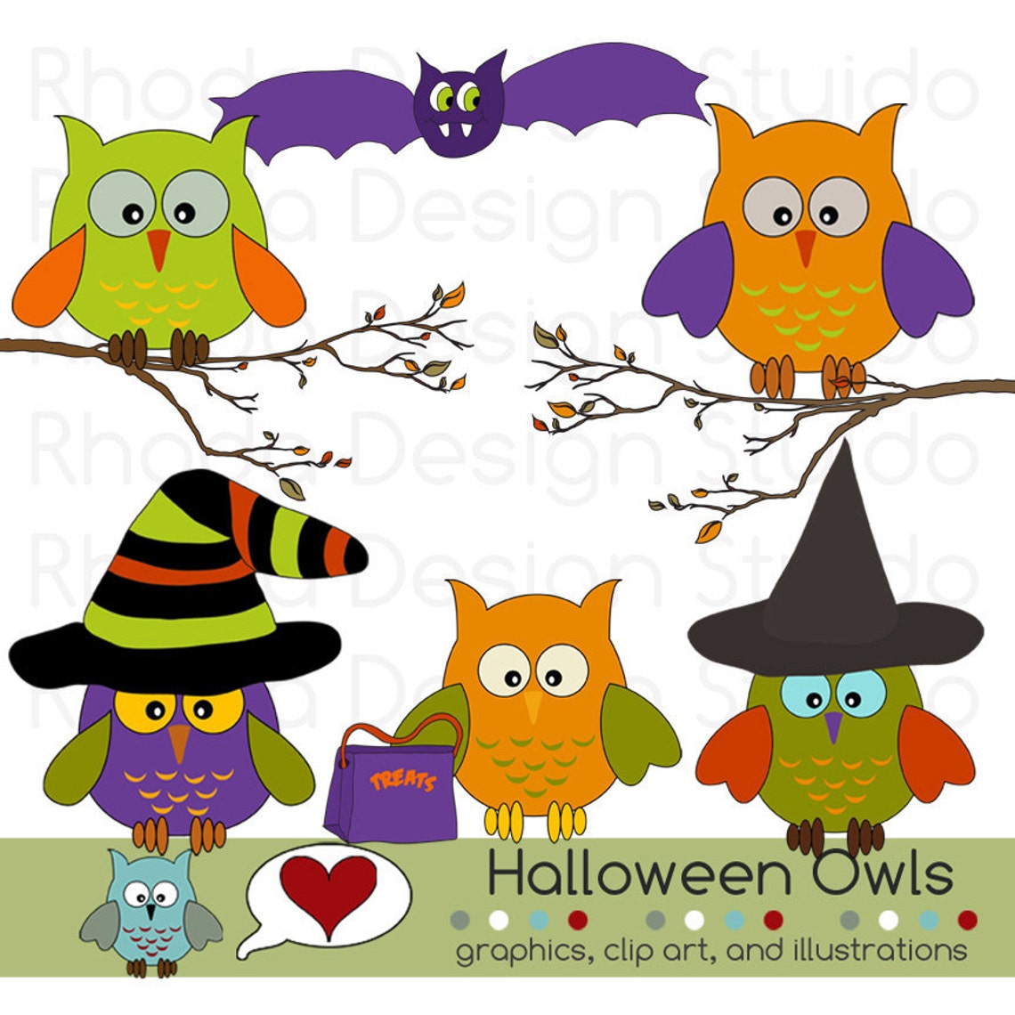 Halloween Owls Clip Art Digital Fall Woodsy Birds - Etsy
