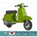 Red, Mint, Green, and Blue Moped Motorbike Scooter Stamp Digital Clip ...