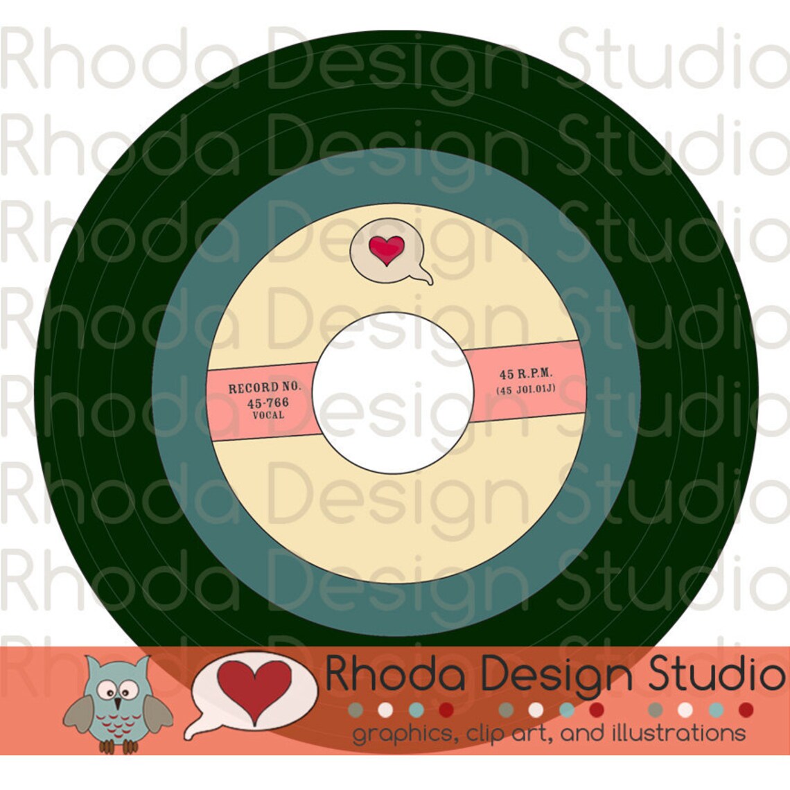 Retro Vinyl 45 Record Colored Images Digital Clip Art Vintage Music - Etsy