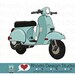 Red, Mint, Green, and Blue Moped Motorbike Scooter Stamp Digital Clip ...