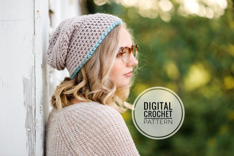 Crochet Beanie Pattern DIY Hat Pattern Double Brim Beanie - Etsy
