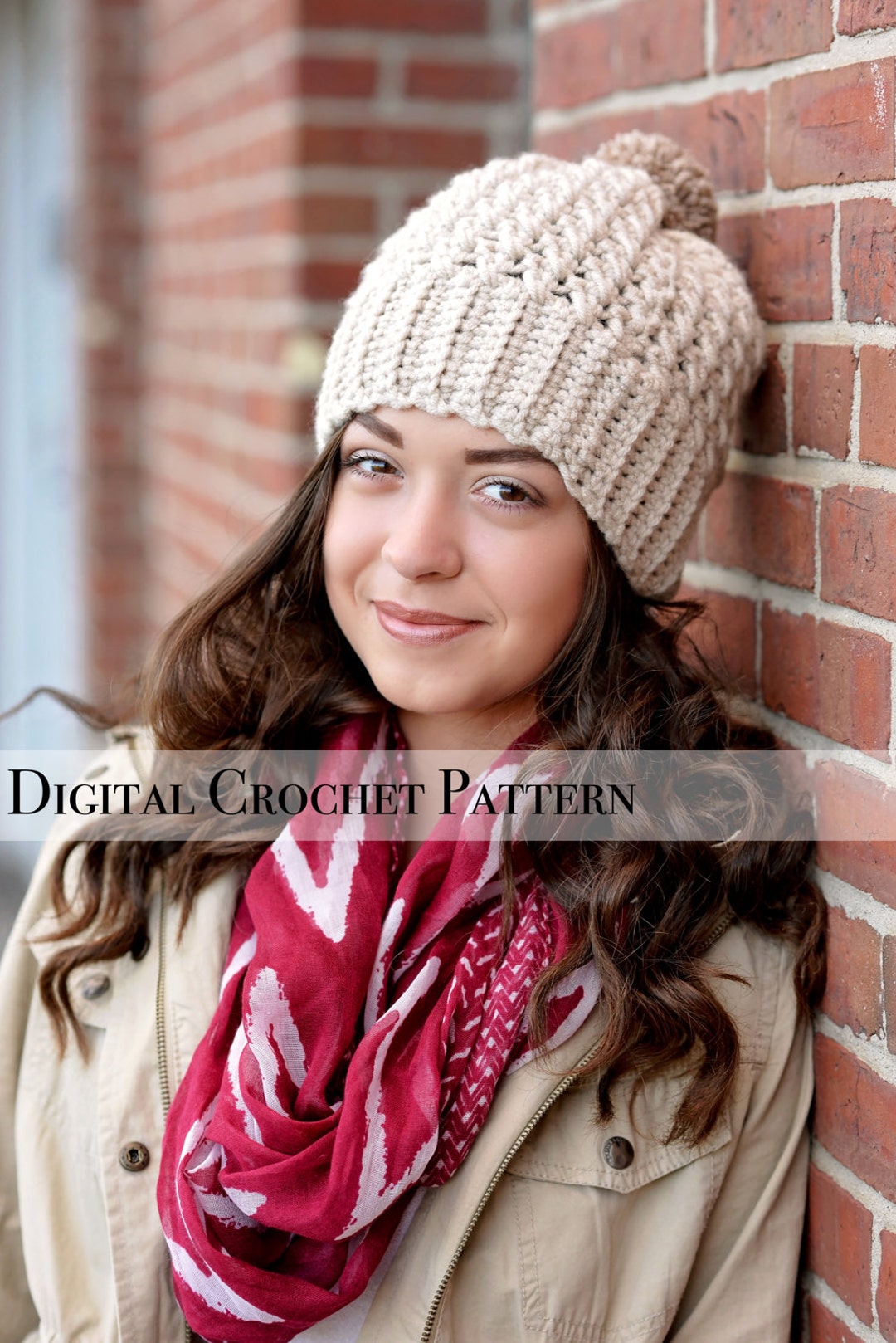 Crochet Pattern Chunky Cross Stitch Beanie Hat Pattern 037 Crochet Hat ...