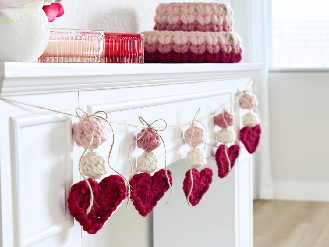 DIY Crochet Pattern | Crochet String of Hearts Garland Pattern ...