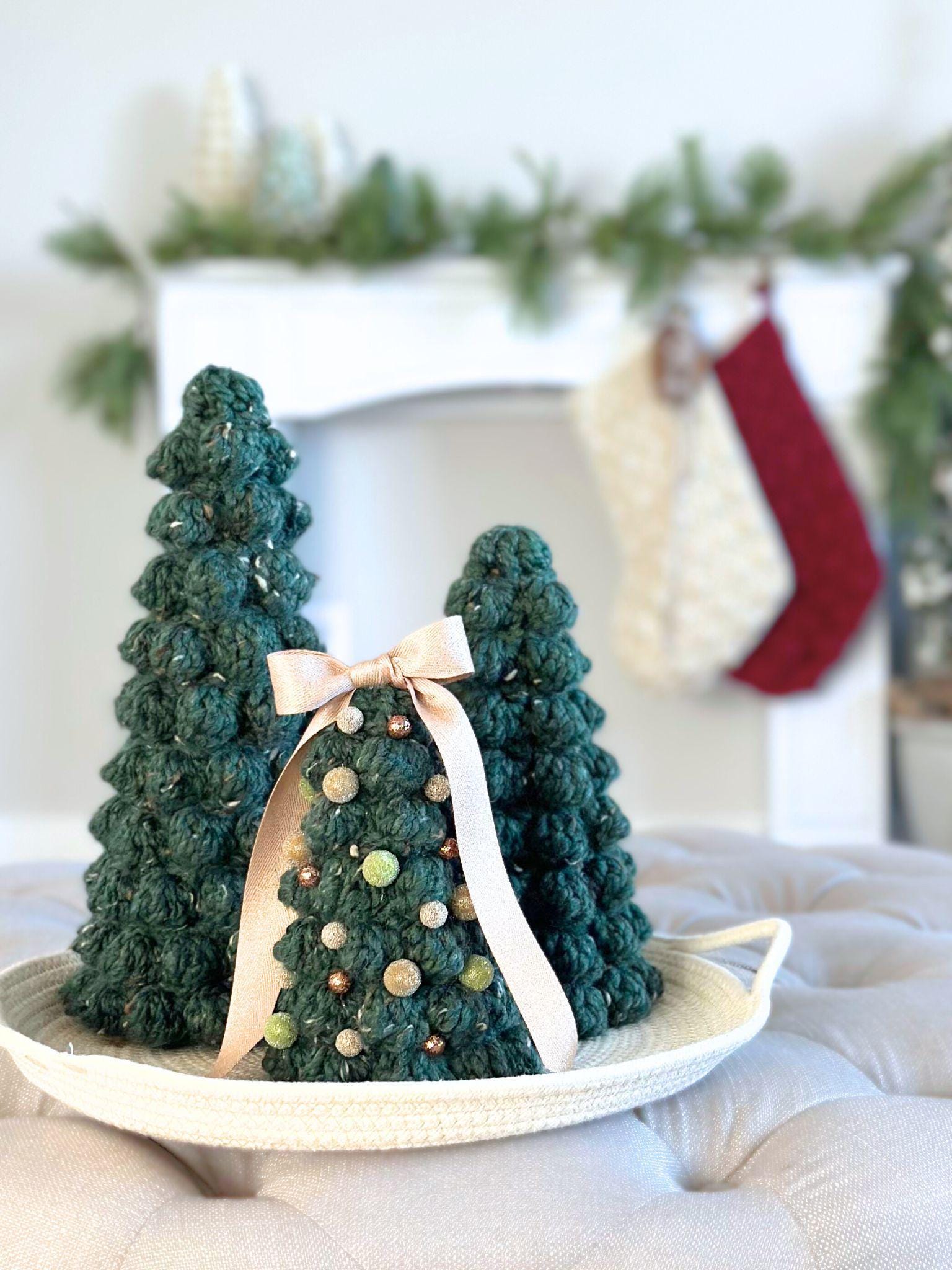 Crochet Christmas Tree Pattern PDF - Bobble Trees Set of 3, DIY Holiday ...