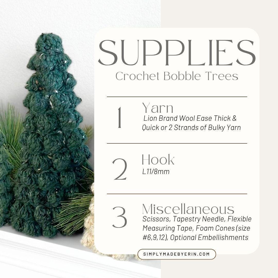 Crochet Christmas Tree Pattern PDF - Bobble Trees Set of 3, DIY Holiday ...