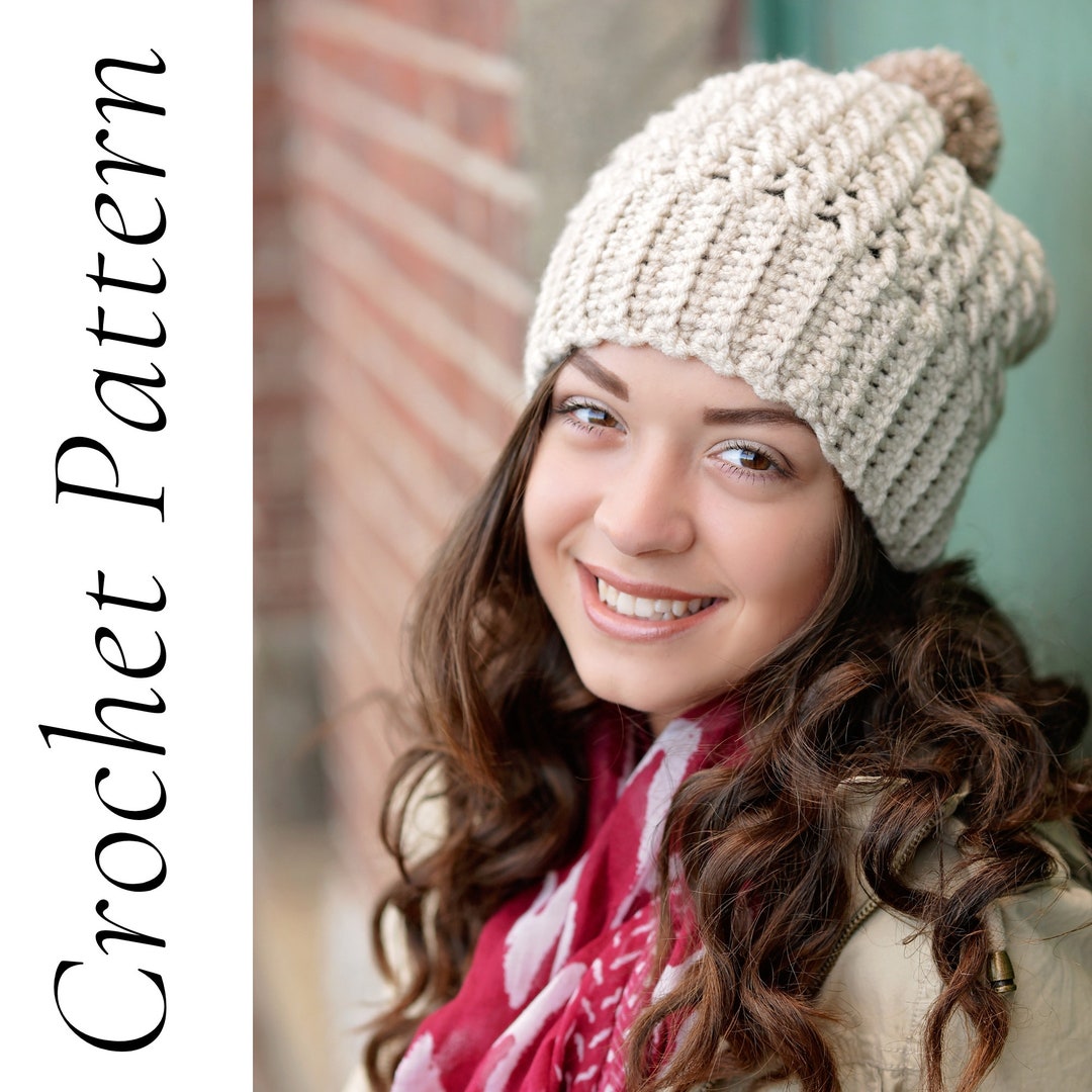 Crochet Pattern | Chunky Cross Stitch Beanie Hat Pattern 037 | Crochet ...
