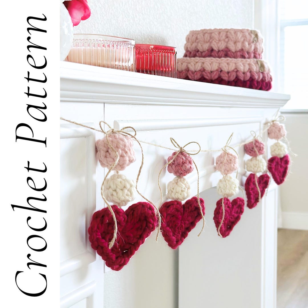 DIY Crochet Pattern | Crochet String of Hearts Garland Pattern ...