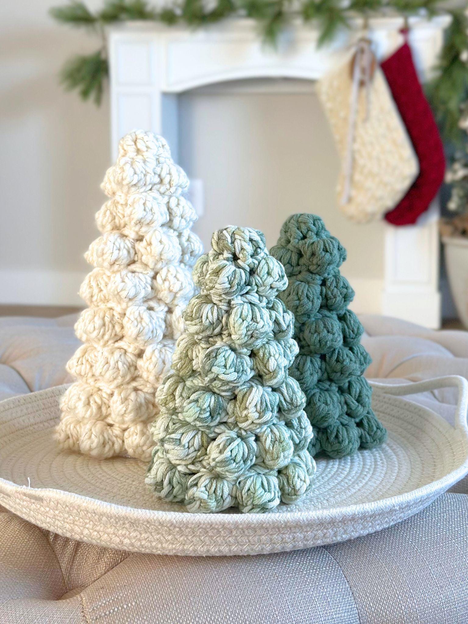 Crochet Christmas Tree Pattern PDF - Bobble Trees Set of 3, DIY Holiday ...