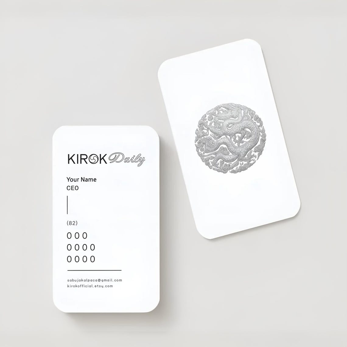 Minimalist Business Card Template / Korean Dragon Motif for Personal ...