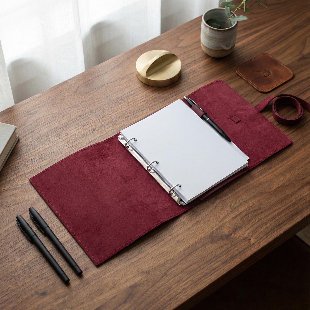 100% Genuine Leather Binder Cover, 3 Ring Binder Cover, A5 Binder ...