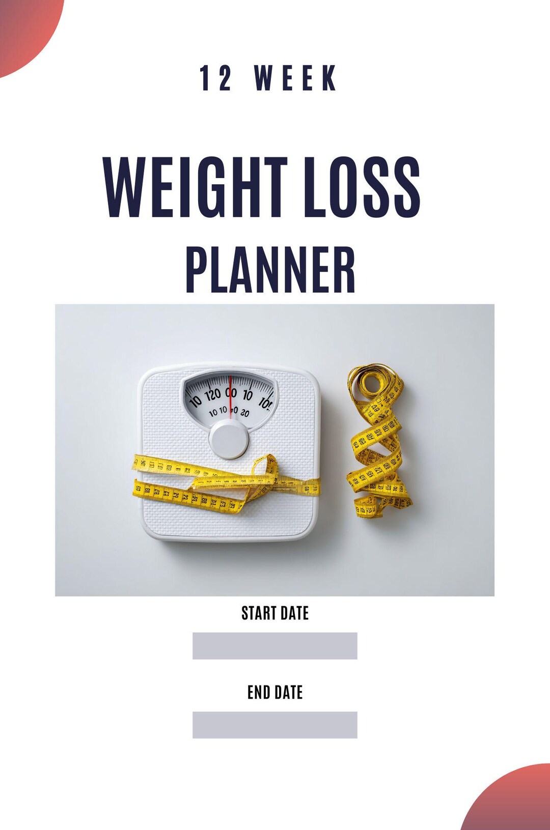 12 Week Weight Loss Planner/journal - Instant Digital Download - A4 - Etsy