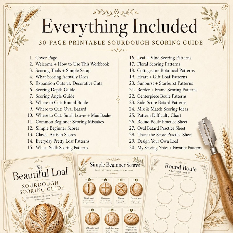 Sourdough Scoring Guide Printable PDF, Bread Scoring Patterns, 30 Page ...