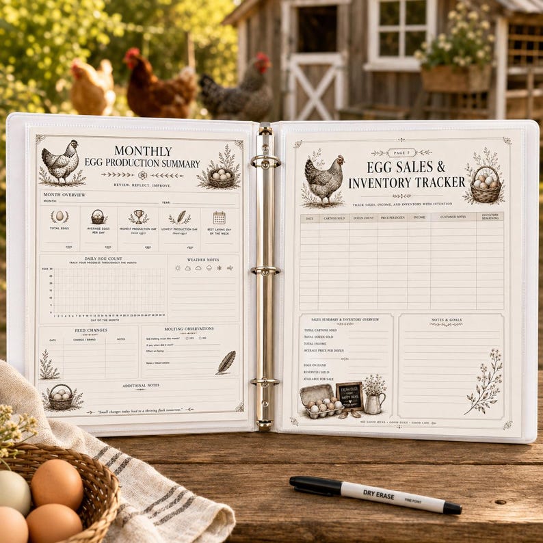 Backyard Chicken Planner, Egg Tracking, Flock Records, Coop Care (PDF ...