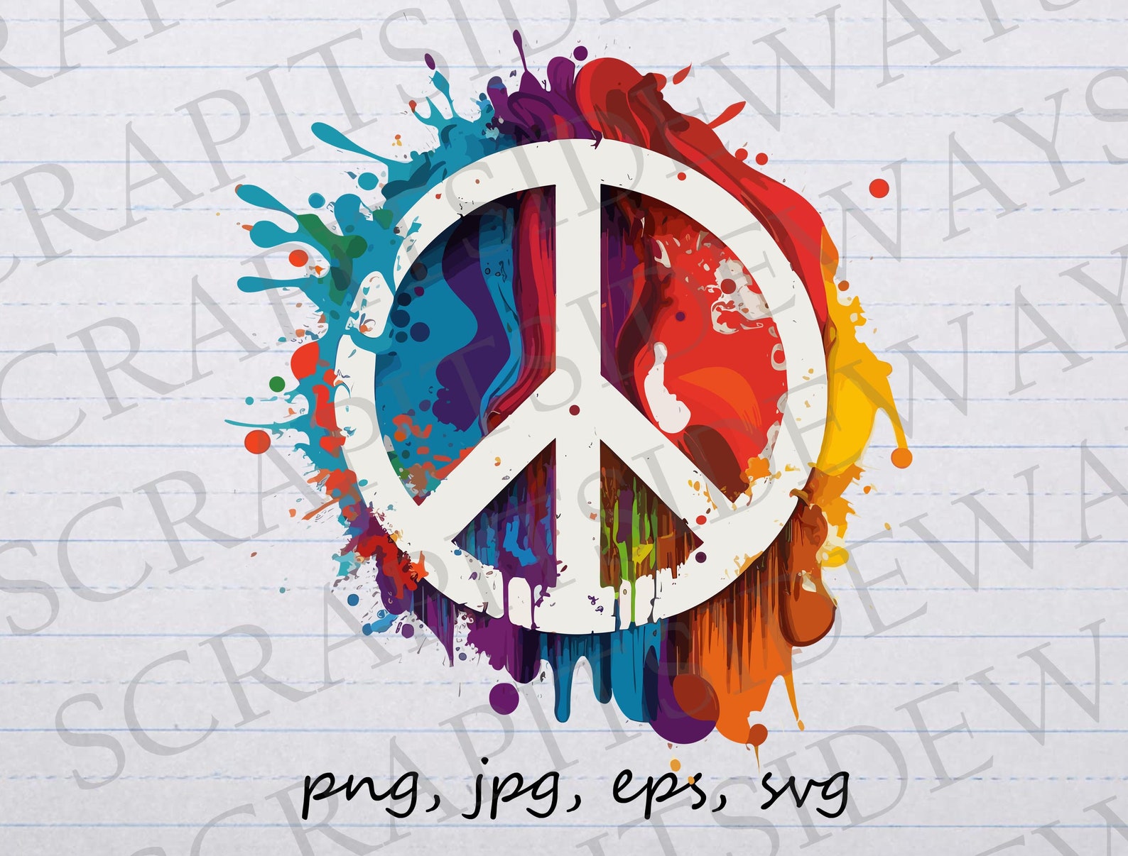 Paint Splatter Peace Sign Clipart Vector Graphic Svg Png Jpg - Etsy