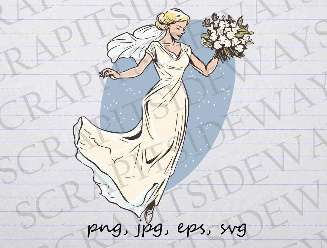 Vintage Bride Clip Art Clipart Vector Graphic Svg Png Jpg Eps, Wedding ...