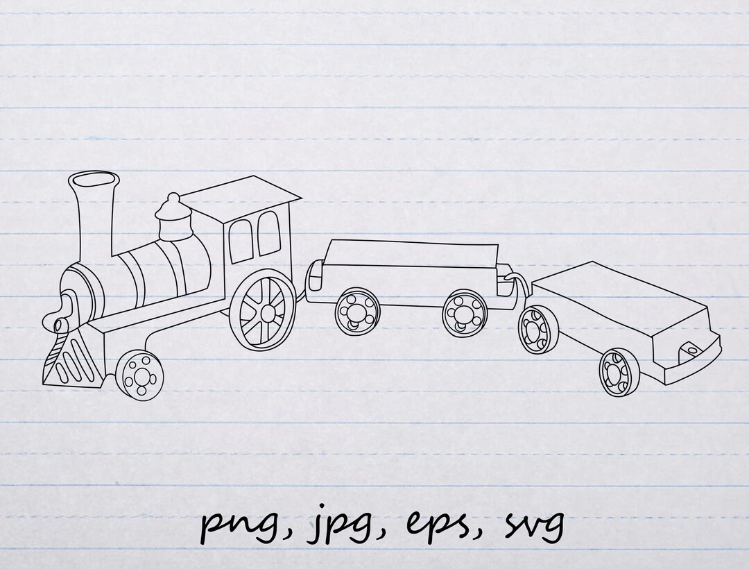 Hand Drawn Toy Train Clipart Vector Graphic Svg Png Jpg Eps Locomotive ...