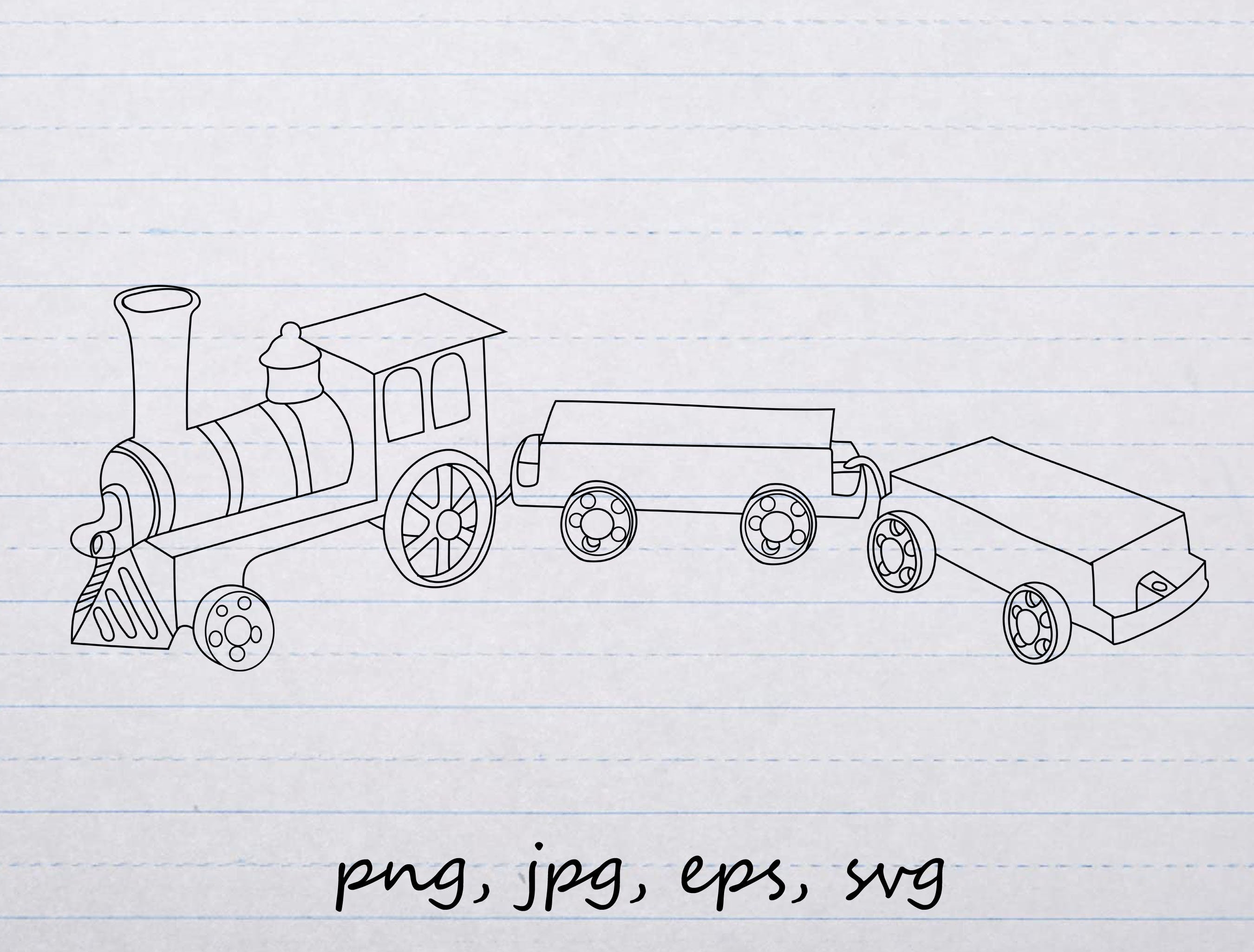 Hand Drawn Toy Train Clipart Vector Graphic Svg Png Jpg Eps Locomotive ...