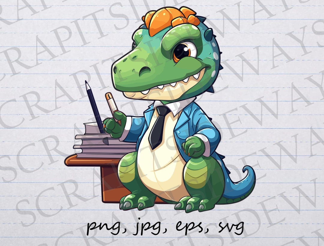 Dinosaur Teacher Clipart Vector Graphic Svg Png Jpg Eps Dino Prof ...