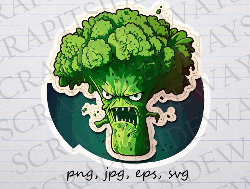 Evil Broccoli Clipart Vector Graphic Svg Png Jpg Eps Mean Food - Etsy