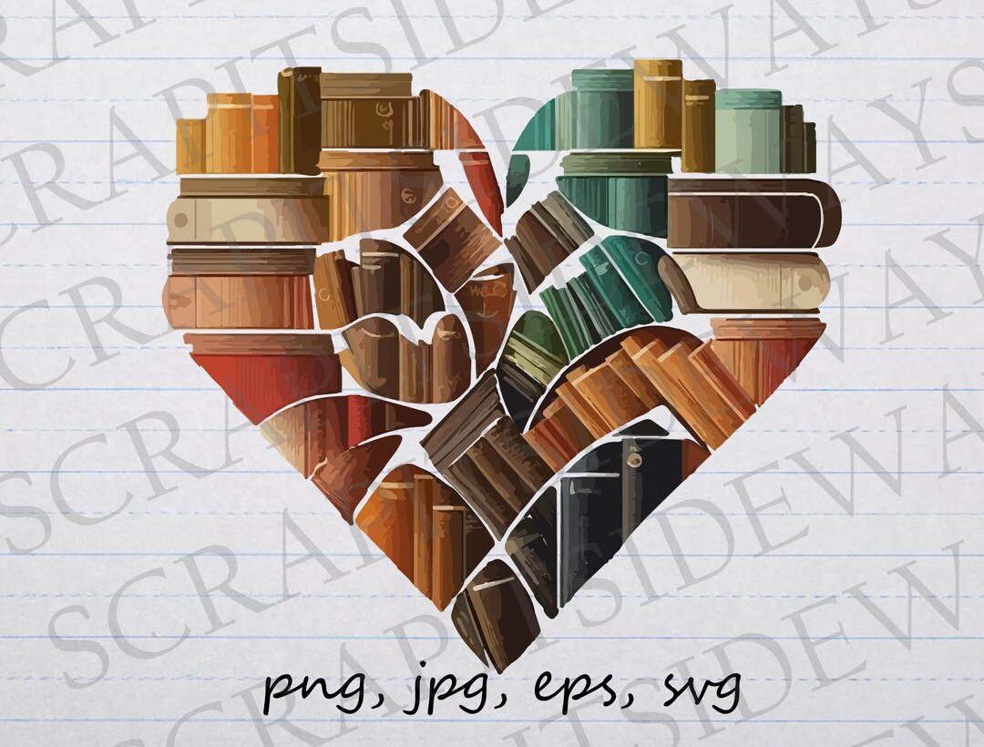 Heart Made of Books Clipart Vector Graphic Svg Png Jpg Eps Book Heart I ...