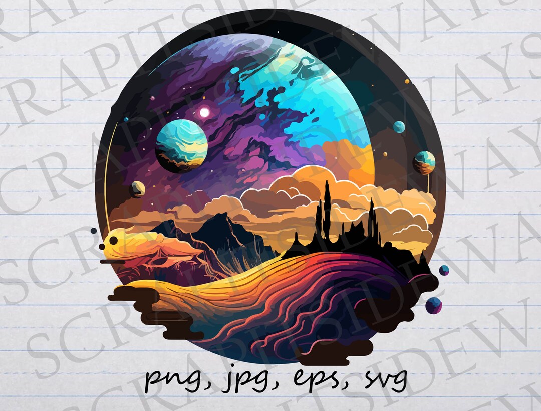 Alien Planet Clipart Vector Graphic Svg Png Jpg Eps Outer Space - Etsy
