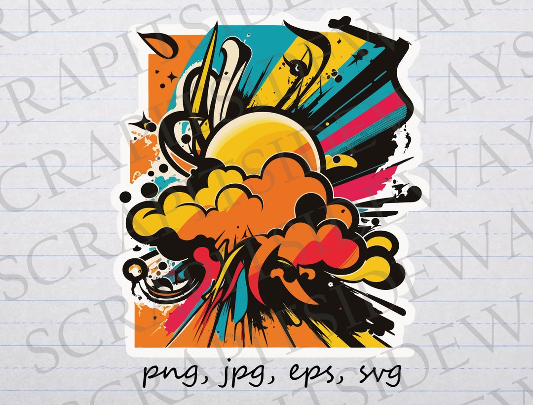 Graffiti Explosion Clipart Vector Graphic Svg Png Jpg Eps Colorful ...