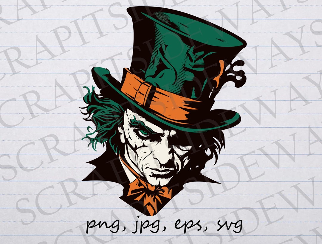 Dark Mad Hatter 2 Clipart Vector Graphic Svg Png Jpg Eps Alice in ...