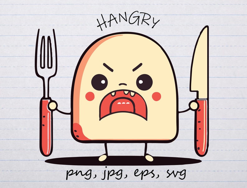 Hangry Hungry Angry Clipart Vector Graphic Svg Png Jpg Eps Funny ...