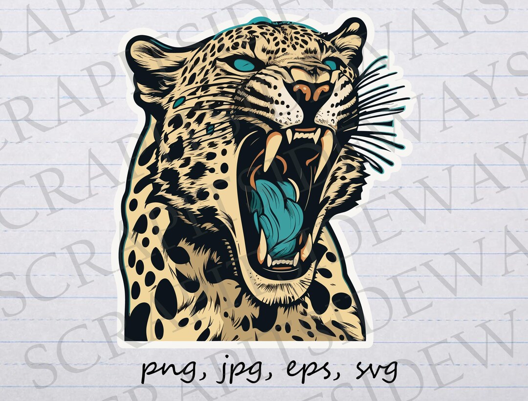 Leopard Roaring Clip Art Clipart Vector Graphic Svg Png Jpg Eps, 90s ...