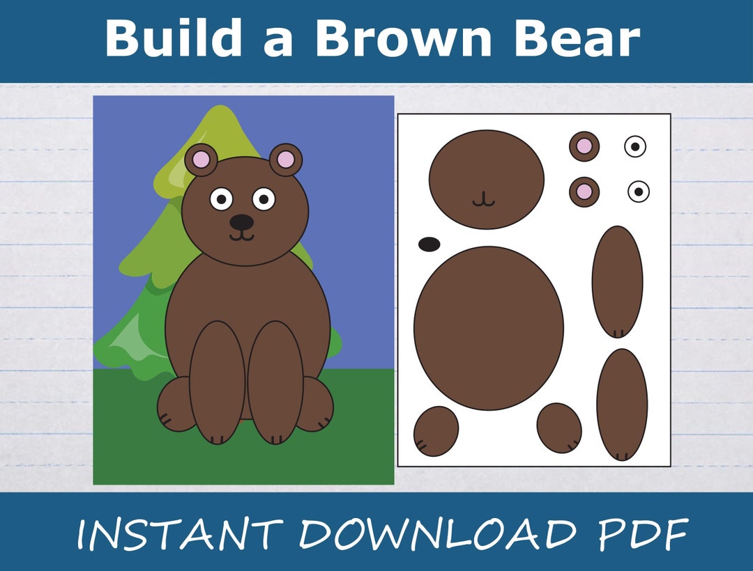 Build a Brown Bear Kids Printable Craft Instant Download Activity Page ...