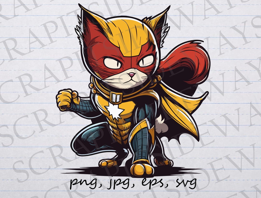Super Hero Cat Clipart Vector Graphic Svg Png Jpg Eps Sticker Design T ...