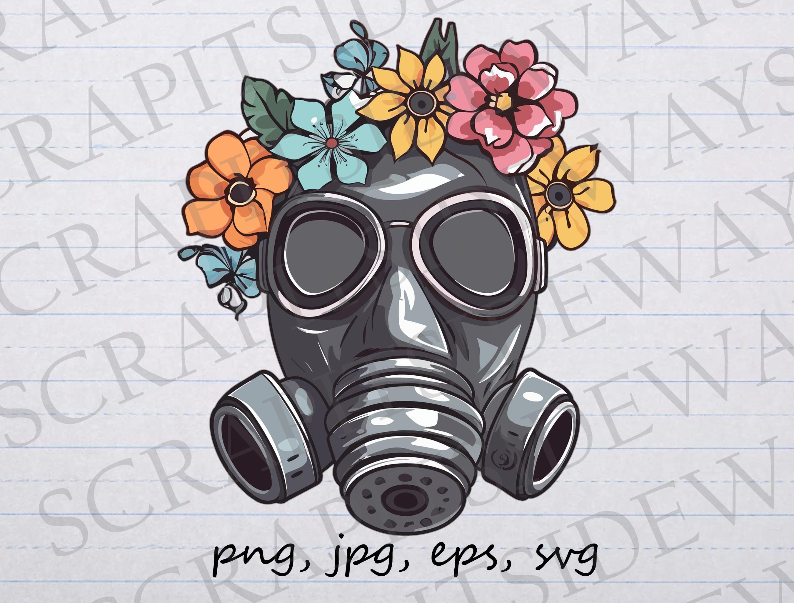 Floral Gas Mask Clip Art Clipart Vector Graphic Svg Png Jpg Eps ...