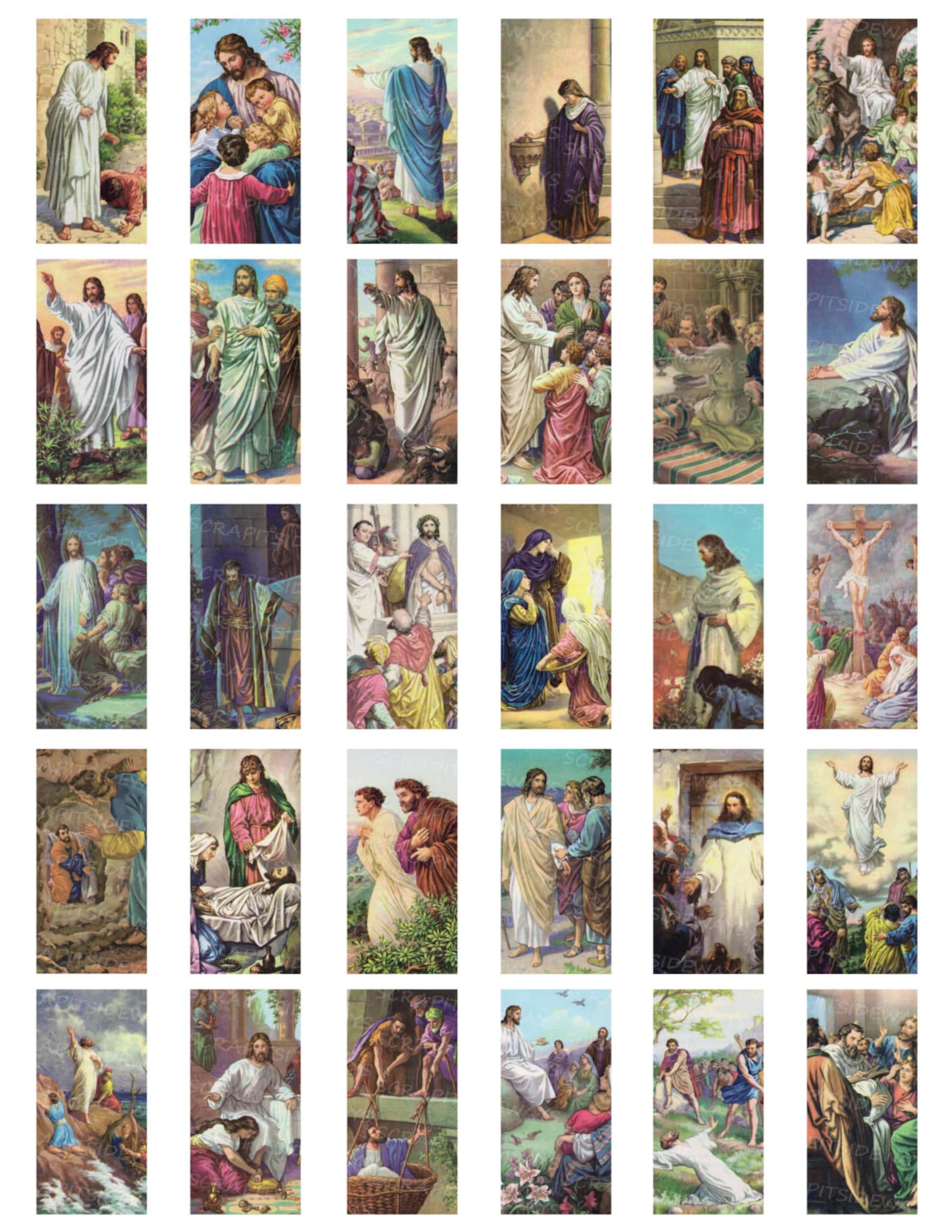 Vintage Jesus Digital Collage Sheet Religious Dominoes 1" X 2" INSTANT ...
