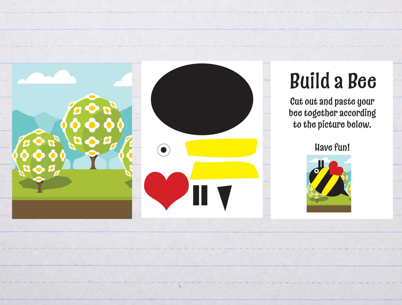 Build a Bee Kids Printable Craft Instant Download Activity - Etsy