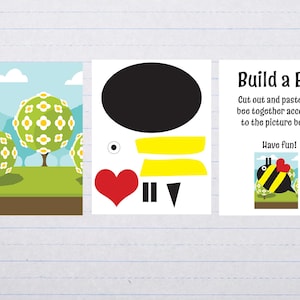 Build a Bee Kids Printable Craft Instant Download Activity Page Cut and ...