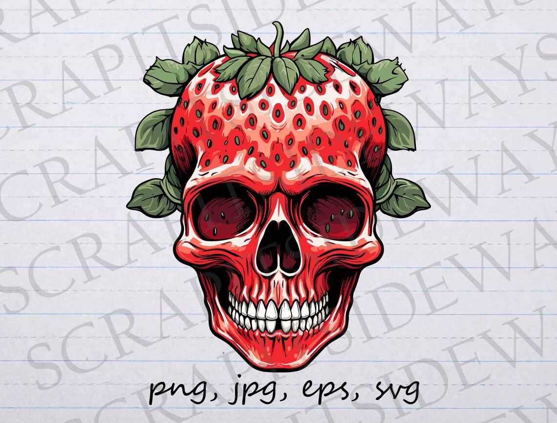 Strawberry Skull Clip Art Clipart Vector Graphics Svg Png Jpg Eps ...